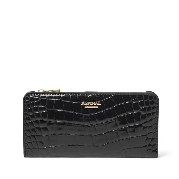 ASPINAL OF LONDON Mayfair® Large Credit Card Wallet In Sky Pebble - Black