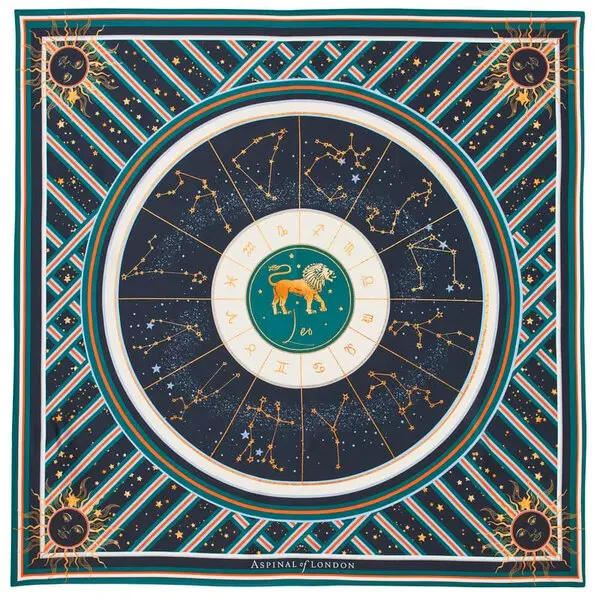 ASPINAL OF LONDON Aries Zodiac Silk Scarf - Navy