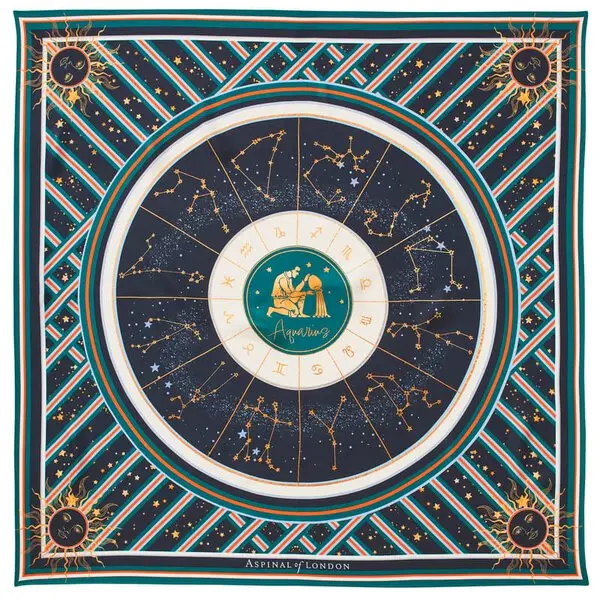 ASPINAL OF LONDON Gemini Zodiac Silk Scarf - Navy