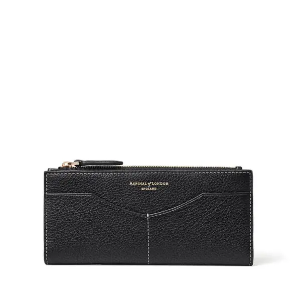 ASPINAL OF LONDON Large Hudson Wallet In Milled Pebble - Black