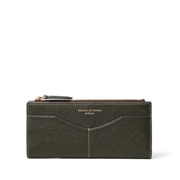 ASPINAL OF LONDON Large Hudson Wallet In Milled Pebble - Green