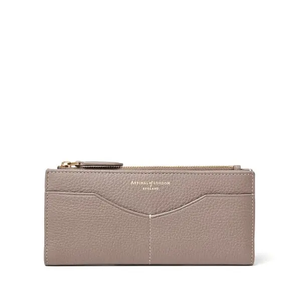 ASPINAL OF LONDON Large Hudson Wallet In Milled Pebble - Neutral