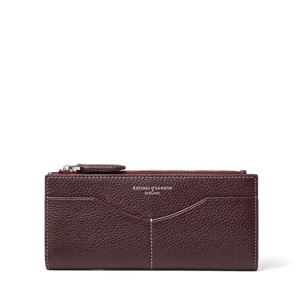 ASPINAL OF LONDON Large Hudson Wallet In Milled Pebble - Red