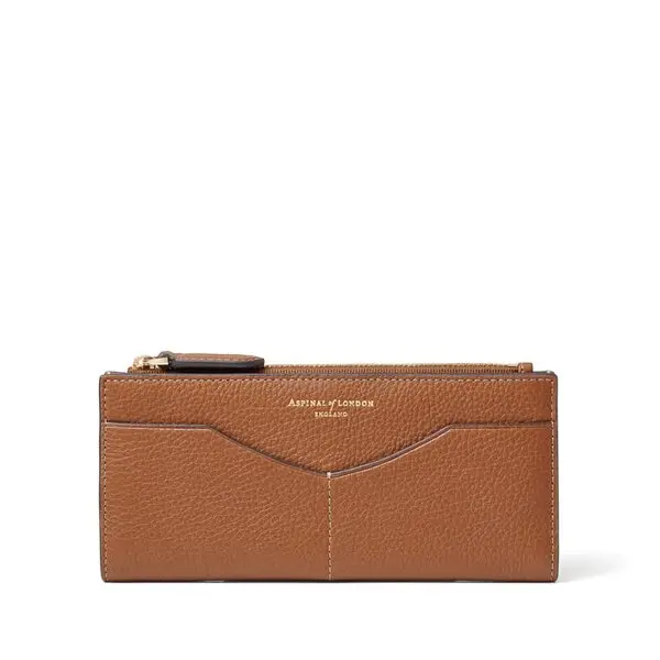 ASPINAL OF LONDON Large Hudson Wallet In Milled Pebble - Tan