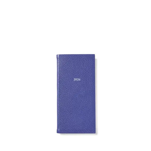 ASPINAL OF LONDON 2026 Slim Pocket Leather Diary In Deep Shine Ever Small Croc - Blue