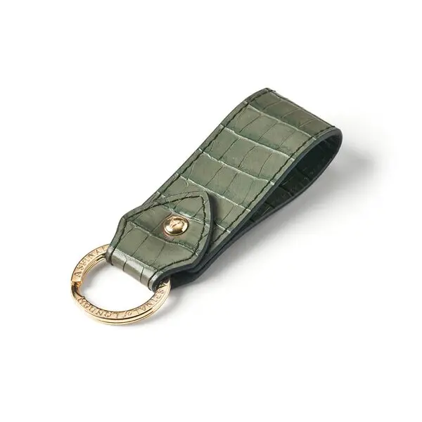 ASPINAL OF LONDON Small Leather Loop Keyring - Green