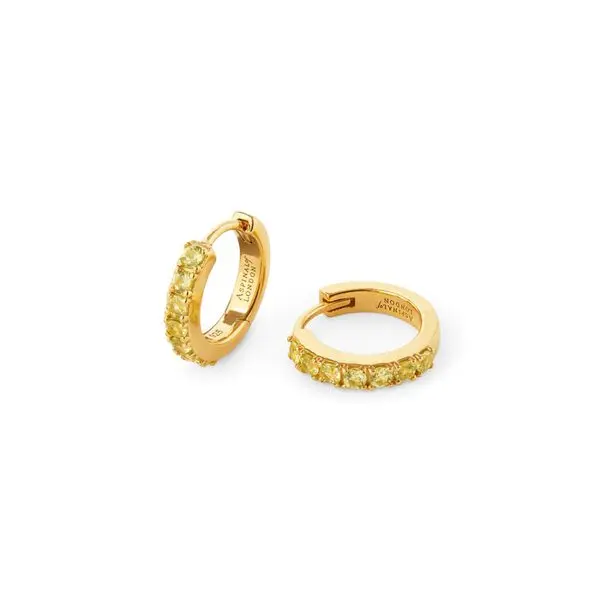 ASPINAL OF LONDON Pave Huggie Earrings In Rhodolite Garnet & 18ct Gold Vermeil - Green