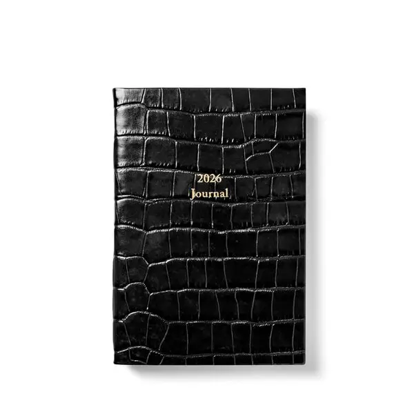 ASPINAL OF LONDON 2026 A5 Diary & Journal In Topaz Pebble - Black