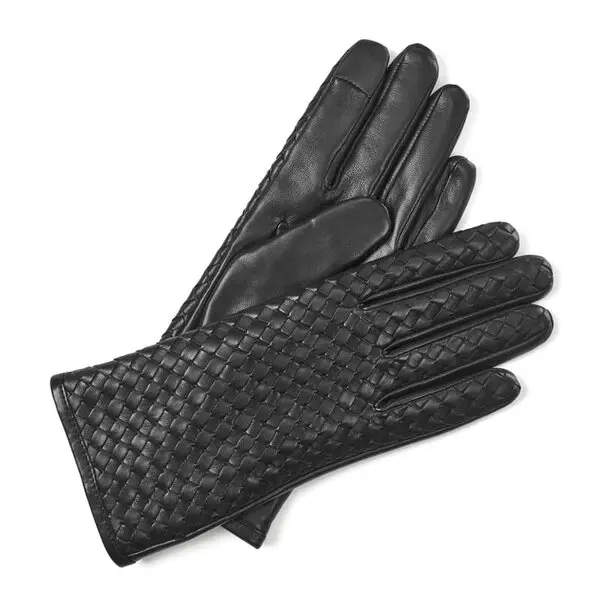 ASPINAL OF LONDON Woven Leather Gloves - Black