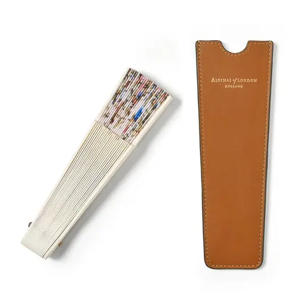 ASPINAL OF LONDON Hand Fan And Case Collection - Tan/ivory