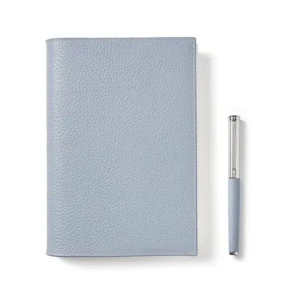 ASPINAL OF LONDON A5 Refillable Journal & Pen Set In Smooth - Blue