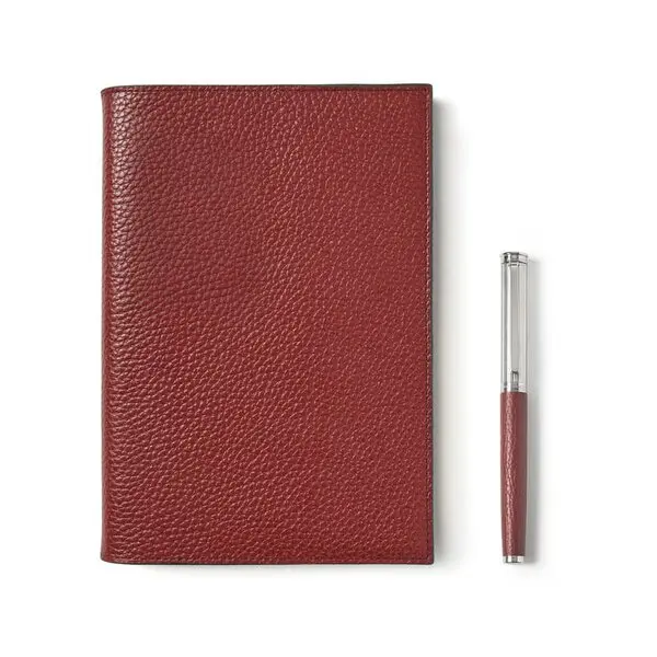 ASPINAL OF LONDON A5 Refillable Journal & Pen Set In Deep Shine Croc - Red
