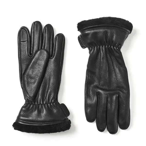ASPINAL OF LONDON Shearling Lined Leather Gloves - Black