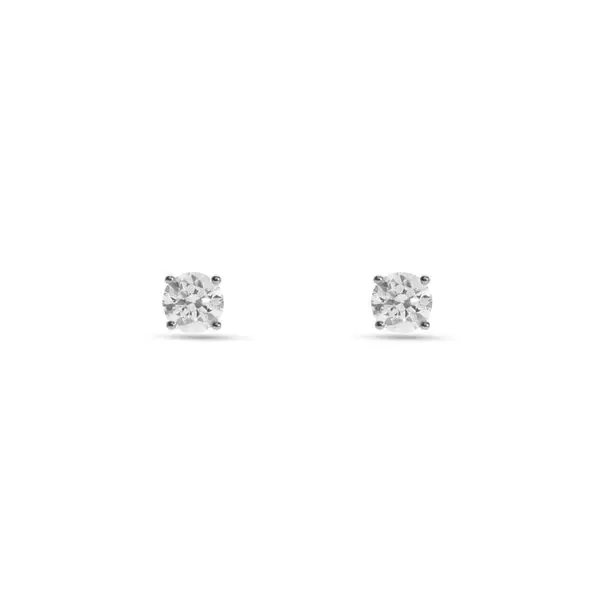 ASPINAL OF LONDON 14ct White Gold Floating Solitaire Diamond Stud Earrings - Silver