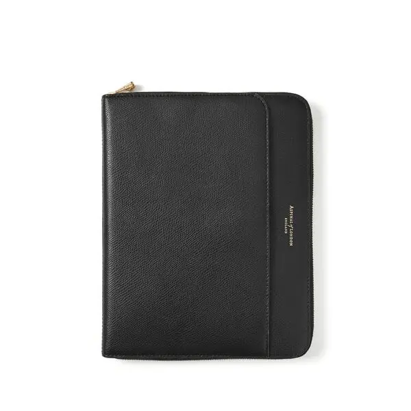 ASPINAL OF LONDON A5 Compact Organiser Padfolio In Pebble - Black