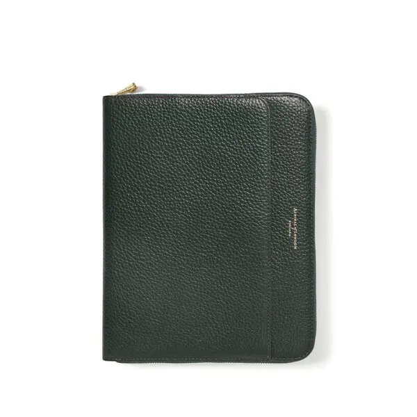 ASPINAL OF LONDON A5 Organiser Portfolio In Moleskin Soft Saffiano - Green