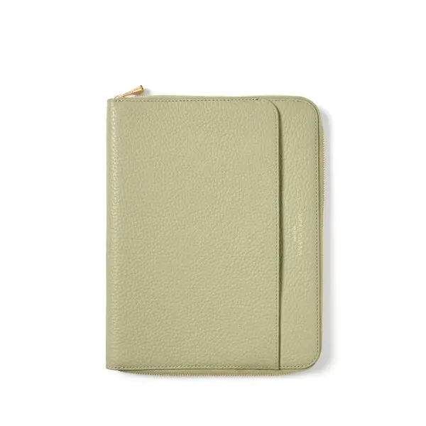 ASPINAL OF LONDON A5 Compact Organiser Padfolio In Deep Shine Caramel Small Croc - Green