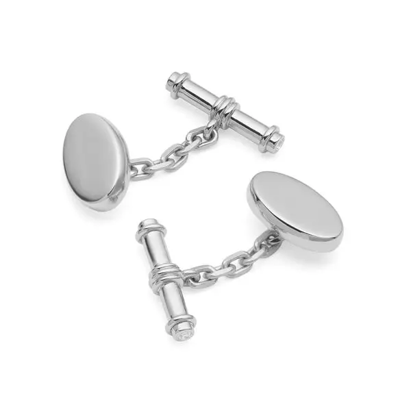 ASPINAL OF LONDON Bamboo Cufflinks In White Topaz & Sterling Silver 925 - Gold