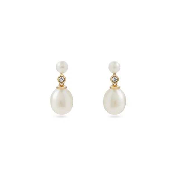 ASPINAL OF LONDON Diamond And Pearl Drop Earrings - Ivory/white