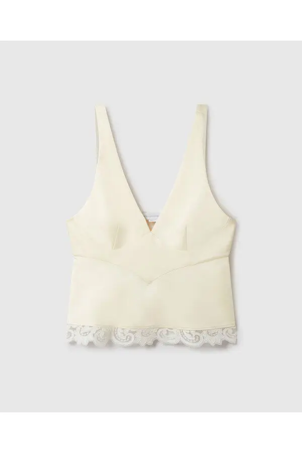 Stella McCartney Lace-trim V-neck Top - White
