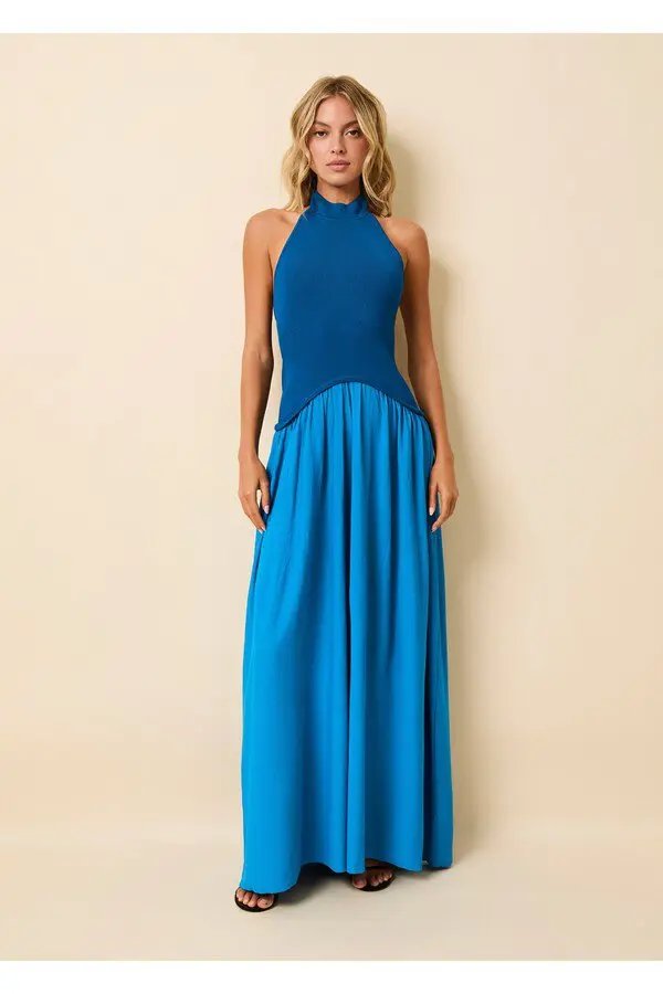 Solid & Striped Halter Soglio Dress - Blue