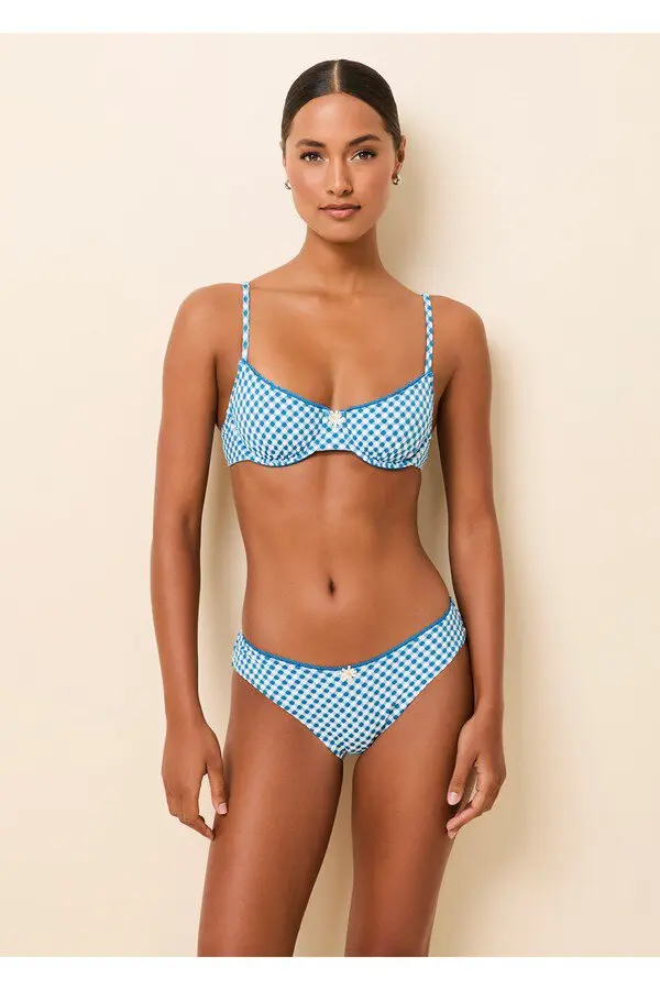 Solid & Striped Daphne Gingham Bikini Top - Blue