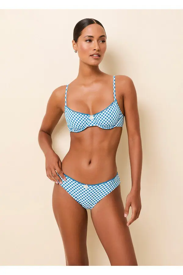 Solid & Striped Daphne Gingham Bikini Bottom - Blue