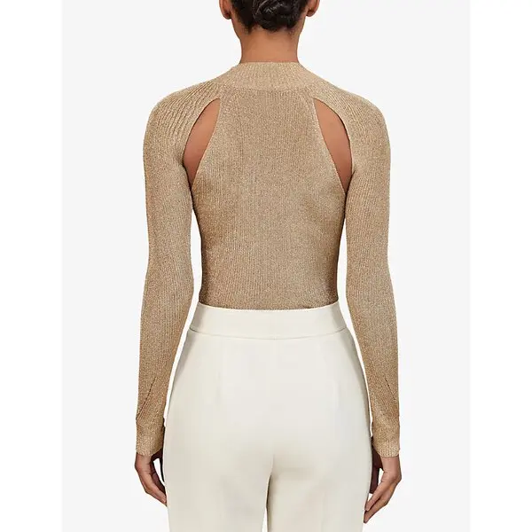 REISS Amaya Metallic Knitted Top