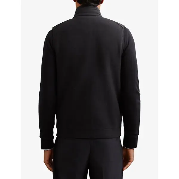 REISS Quilted Funnel-neck Gilet - Navy