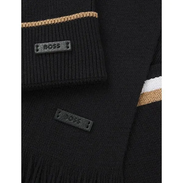 BOSS Knitted Beanie Hat And Scarf Set
