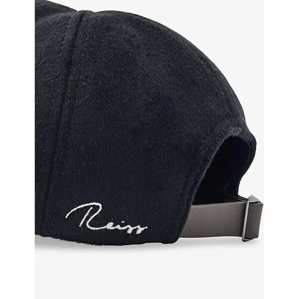 REISS Wool-blend Cap With Brand Embroidery - Navy