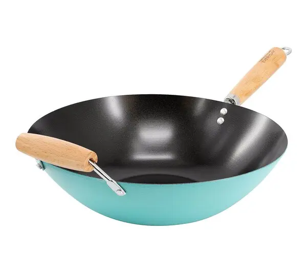 MARTHA STEWART Clarkston 14in Nonstick Carbon S Teel Wok Teal - One-color