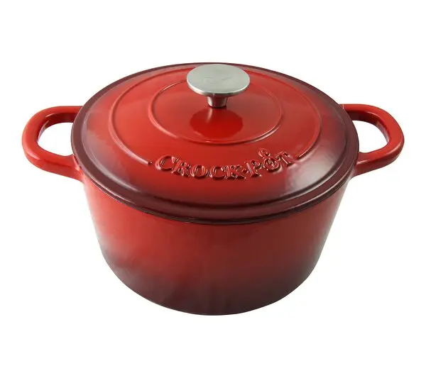 CROCK-POT Crock Pot 5qt Round Enameled Cast Iron Dutch Oven Scarlet - One-color