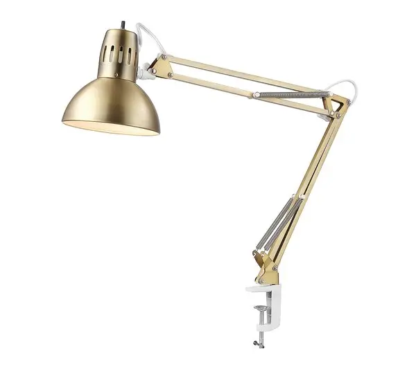 GLOBE ELECTRIC 32' Matte Brass Multi-joint Desk Lamp W/ Clamp