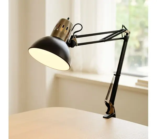 GLOBE ELECTRIC 32' Matte Black Multi-joint Desk Lamp W/ Clamp - One-color