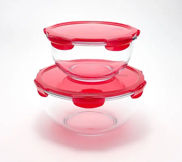 LOCKNLOCK 2-piece Glass Mixing Bowls W/ Locking Lids - One-color