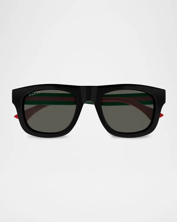 Gucci Acetate Flat-top Square Sunglasses - Black