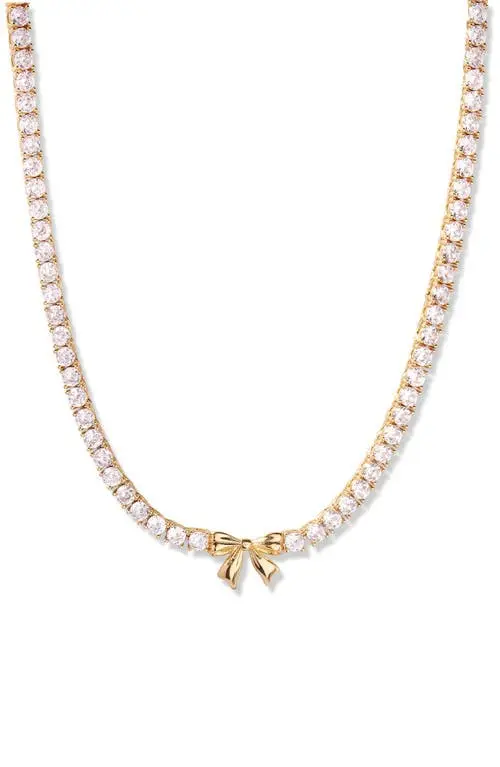 BROOK & YORK Coco Bow Tennis Necklace - Gold