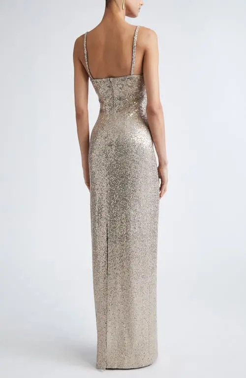 St. John Sequin Gown - Latte Light Grey Melange