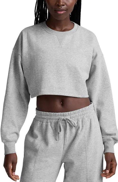 Beyond Yoga Luxefleece Boxy Crop Sweatshirt - Light Heather Gray