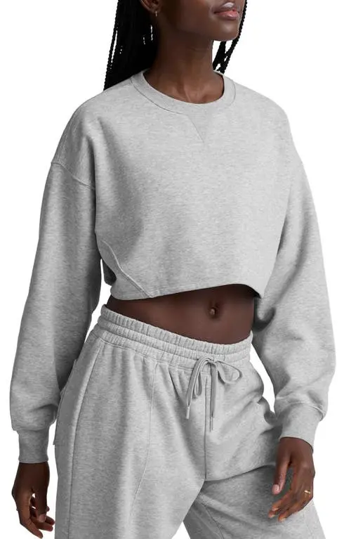 Beyond Yoga Luxefleece Boxy Crop Sweatshirt - Light Heather Gray