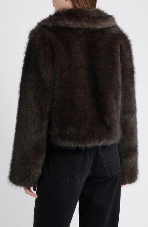 THREAD & SUPPLY Faux Fur Short Coat - Dark Brown