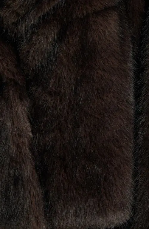 THREAD & SUPPLY Faux Fur Short Coat - Dark Brown