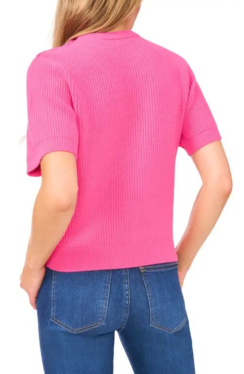 Ted Baker London Short Sleeve Ribbed Sweater - Precious Pink
