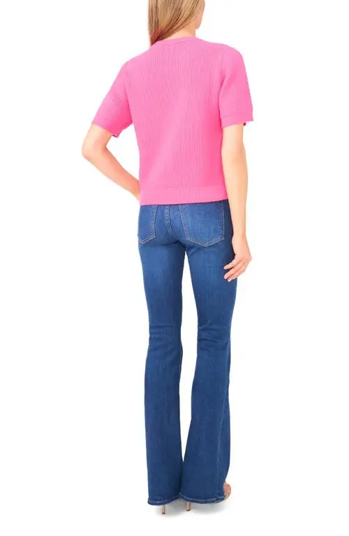 Ted Baker London Short Sleeve Ribbed Sweater - Precious Pink