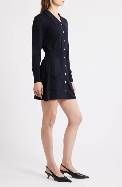 FRAME The Knit Long Sleeve Dress - Navy
