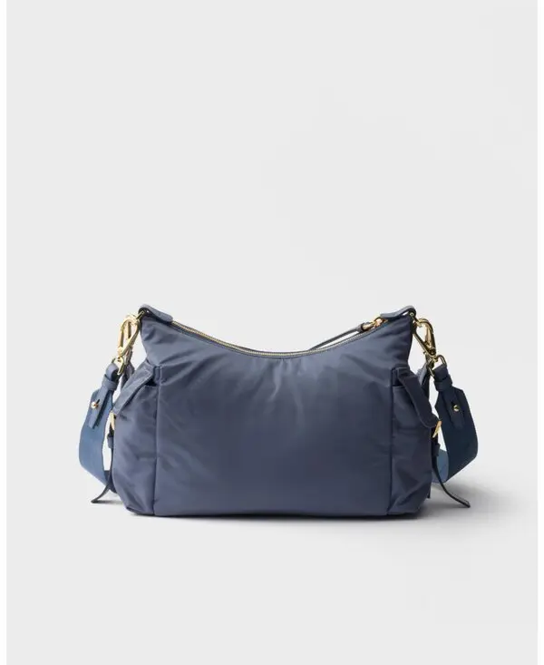 Prada Large Re-nylon And Leather Bag - Blue