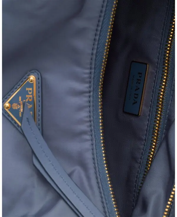 Prada Large Re-nylon And Leather Bag - Blue