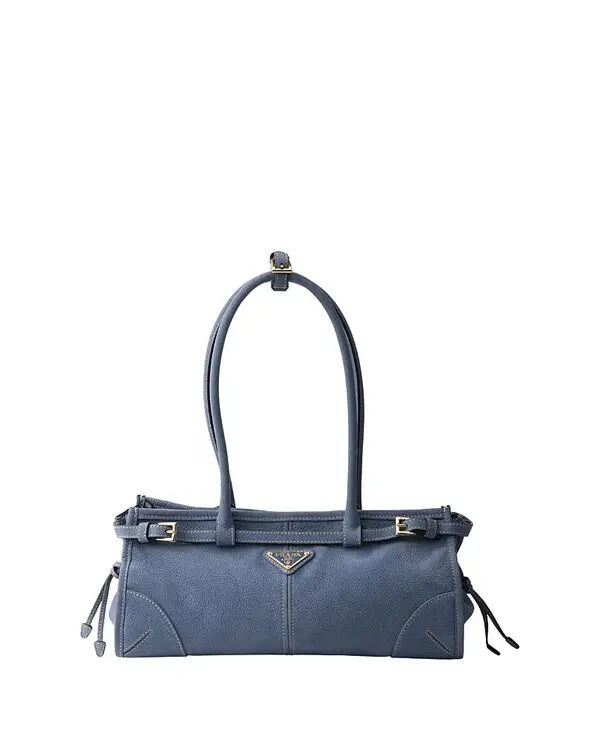 Prada Bonnie Medium Nubuck Leather Handbag - Blue