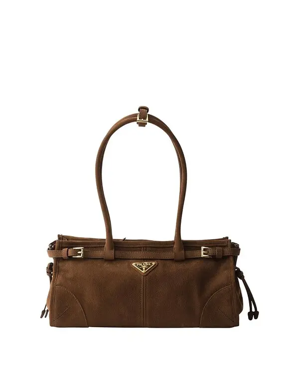 Prada Bonnie Medium Nubuck Leather Handbag - Brown